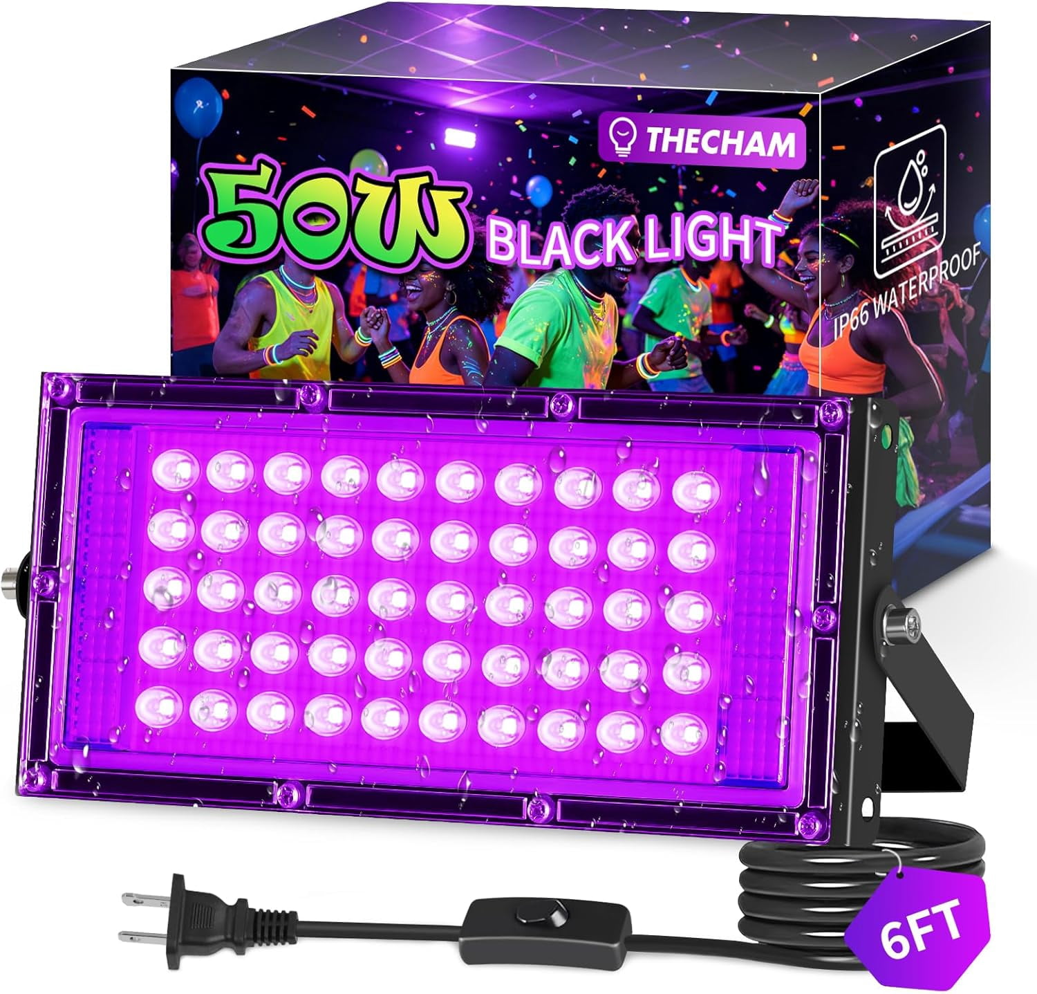 50W LED Black Lights IP66 Waterproof Black Light Outdoor with 6ft Plug ...