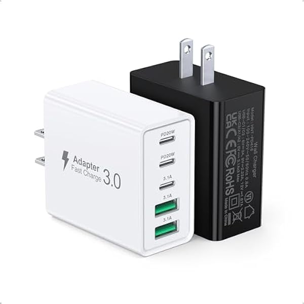 50W USB C Charger Block, 2-Pack Wall Fast Charge Cube Powered Multi ...