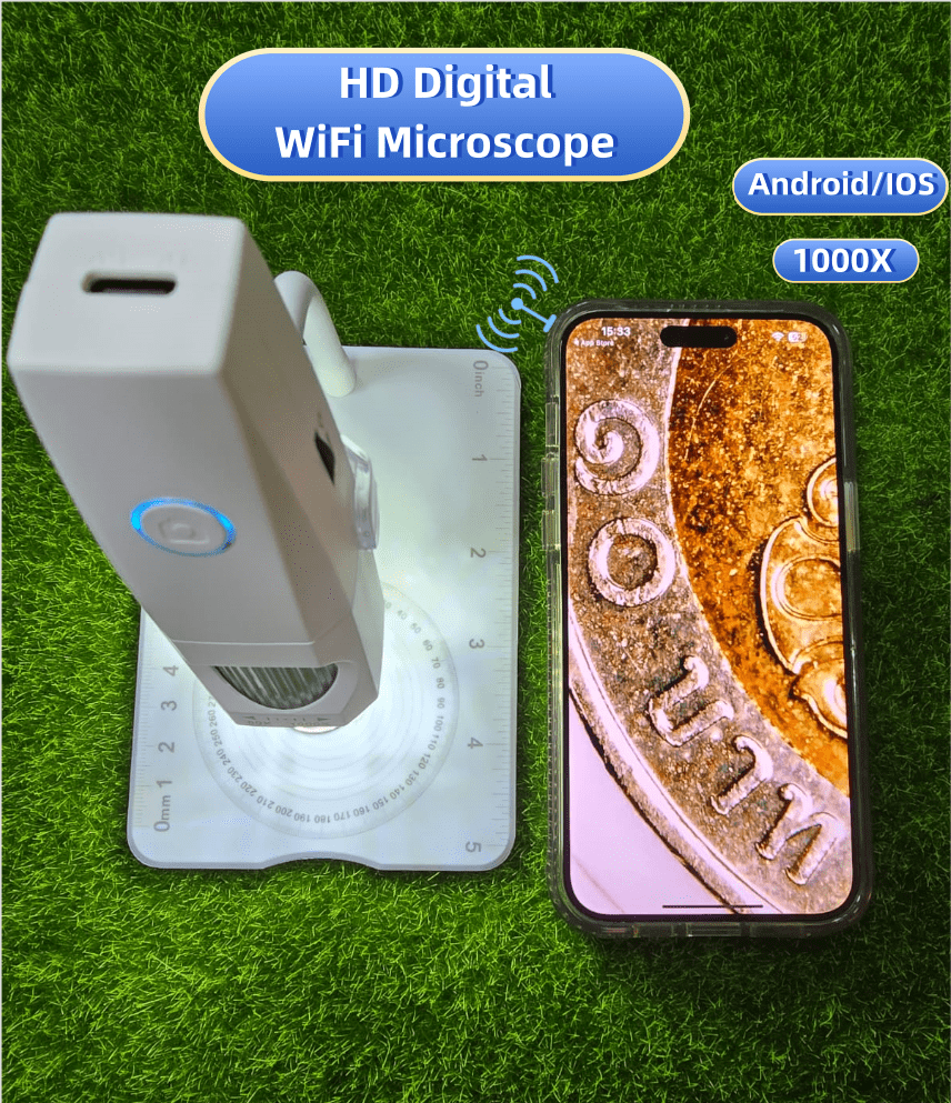 50X-1000X HD WiFi Digital Microscope Phone PC Connected Photo Video ...