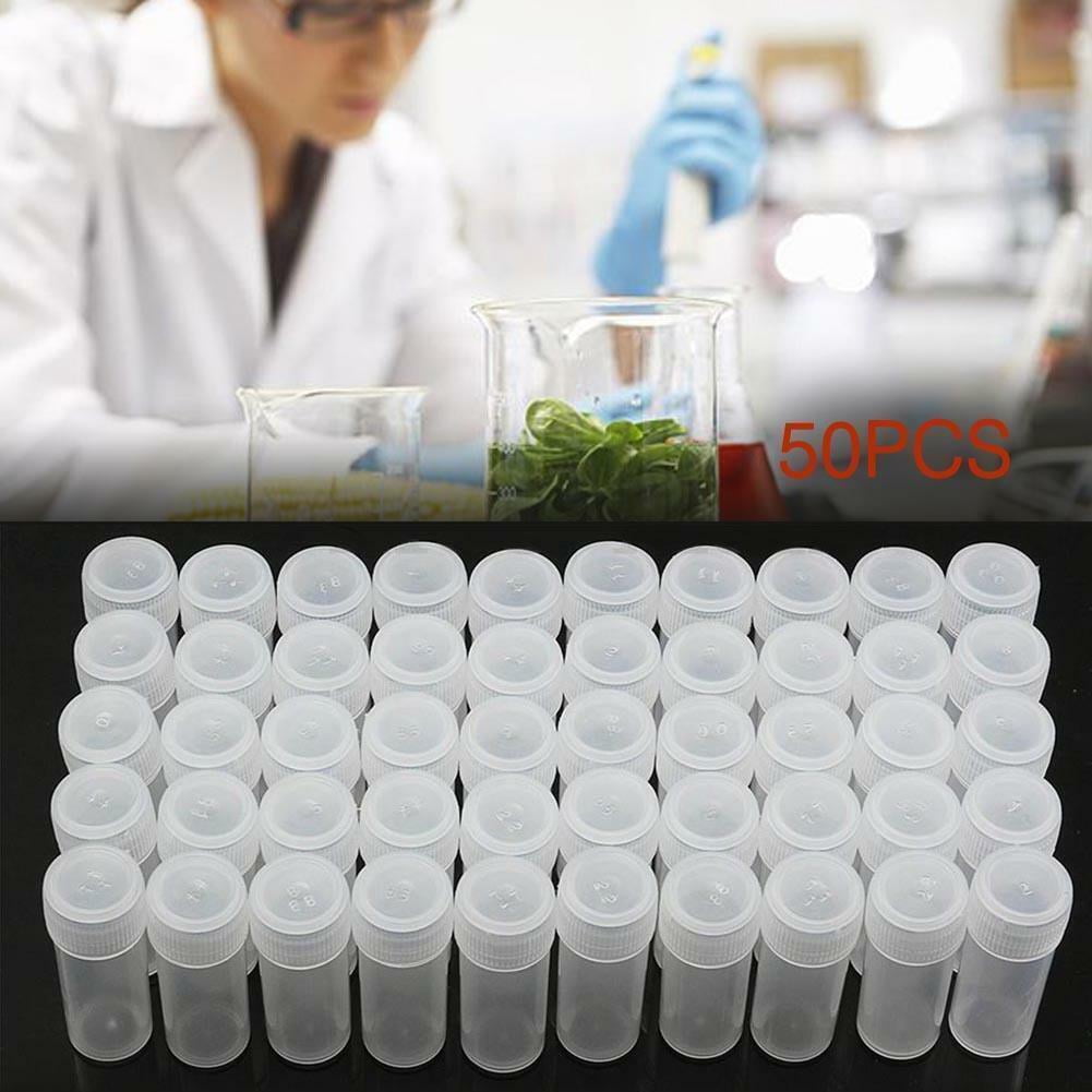 50X 5ml Volume Transparent Plastic Bottle Vial Storage Container Sample ...