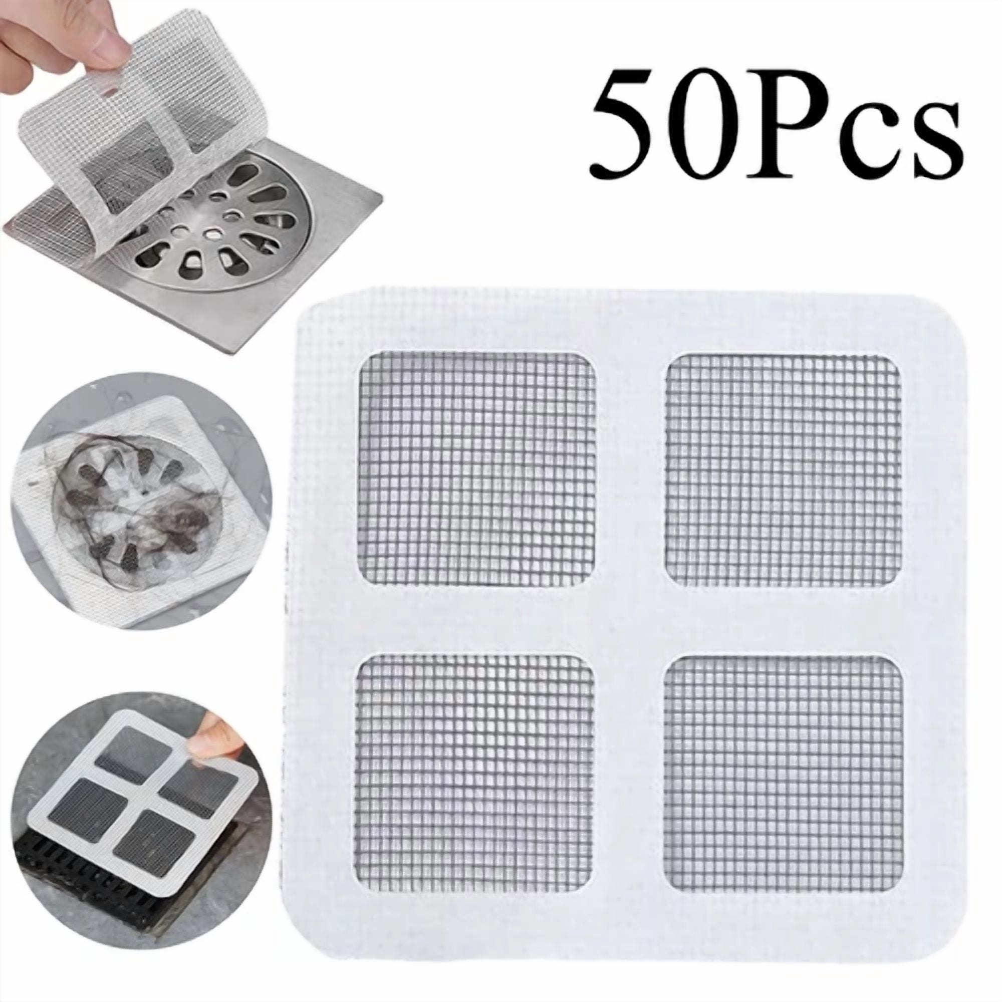 50X Disposable Floor Drain Sticker Shower Drain Cover Shower Drain Mesh ...
