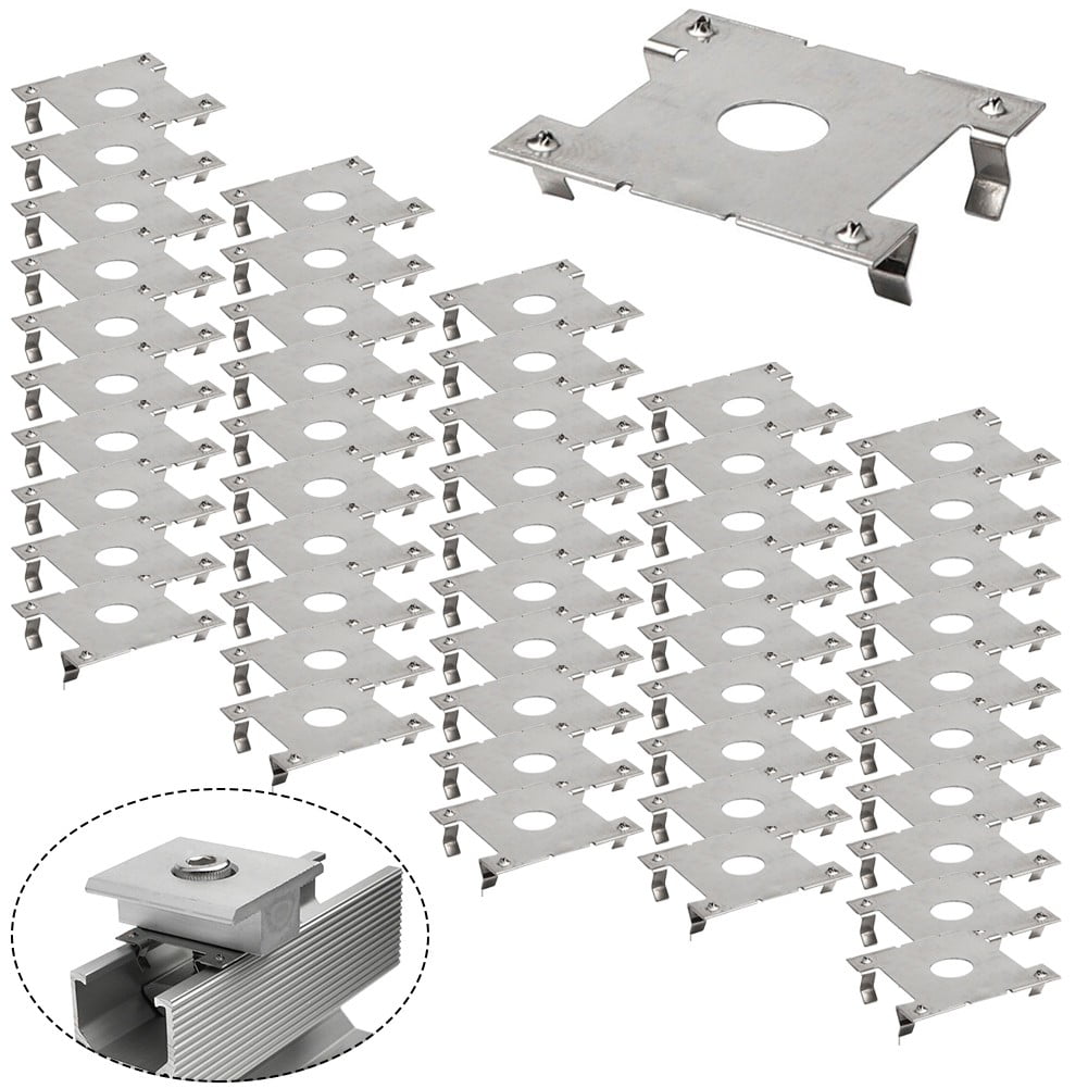 50X Earth Plate Grounding Clip Solar Panels PV Roof Fitting Stainless ...