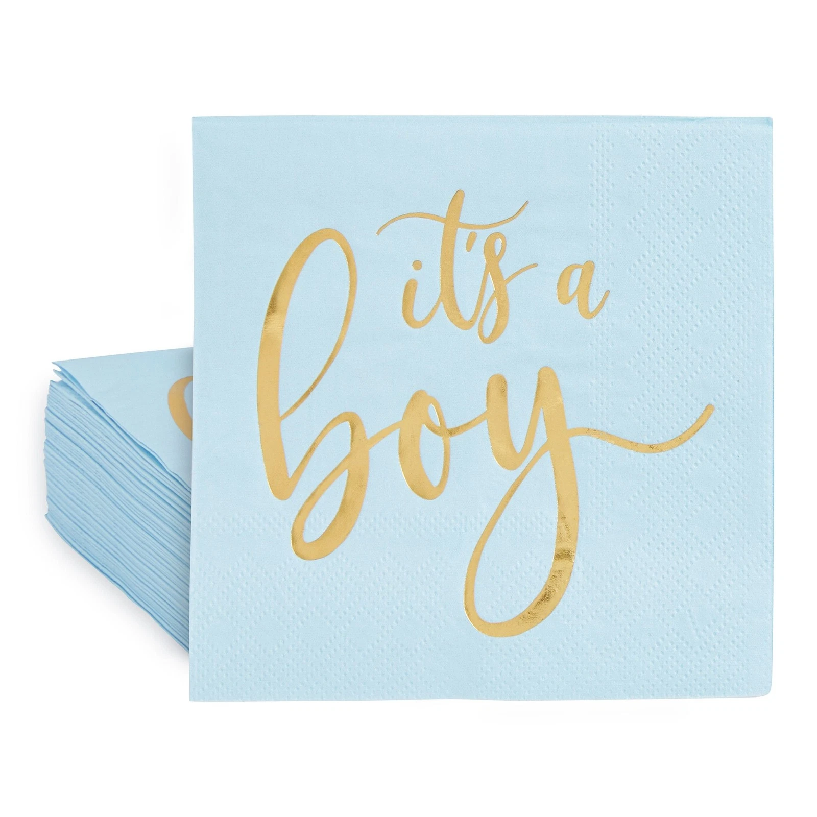 50X It’S A Boy Baby Shower Cocktail Napkins With Gold Foil, Blue, 5 ...