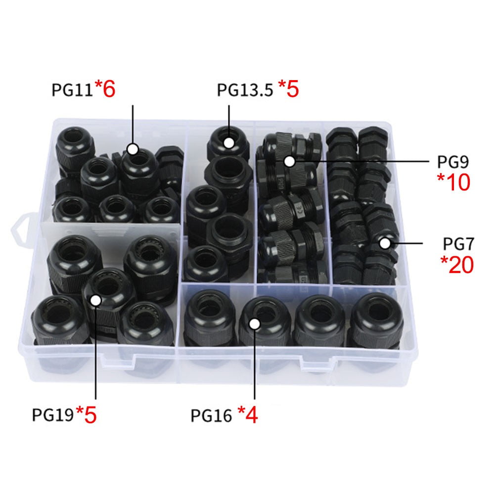 50X Nylon Cable Gland Kit Joints Waterproof Ip68 Locknut Glands Fit 3 ...