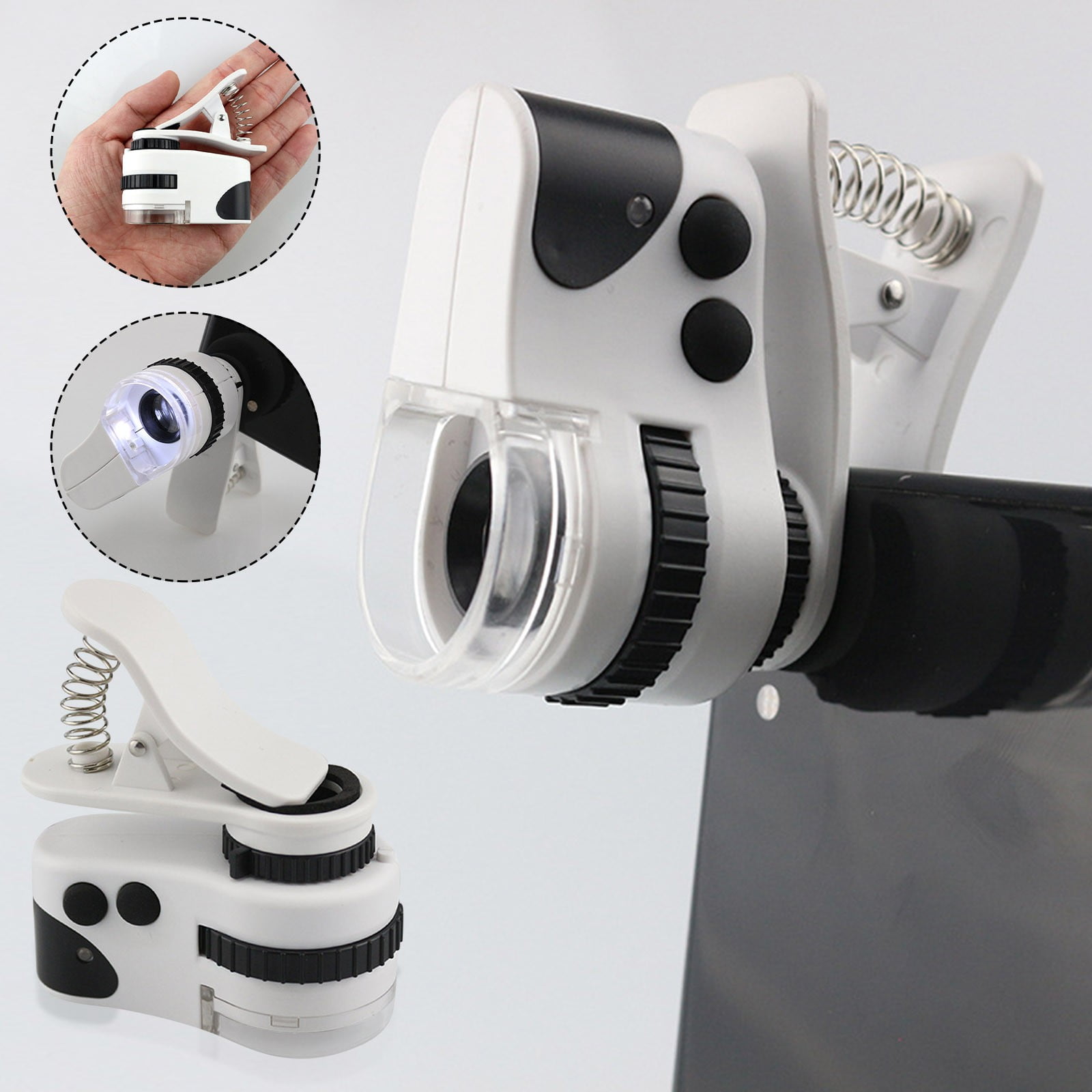 50X Universal Mobile Phone LED Microscope Magnifier with Clip ...
