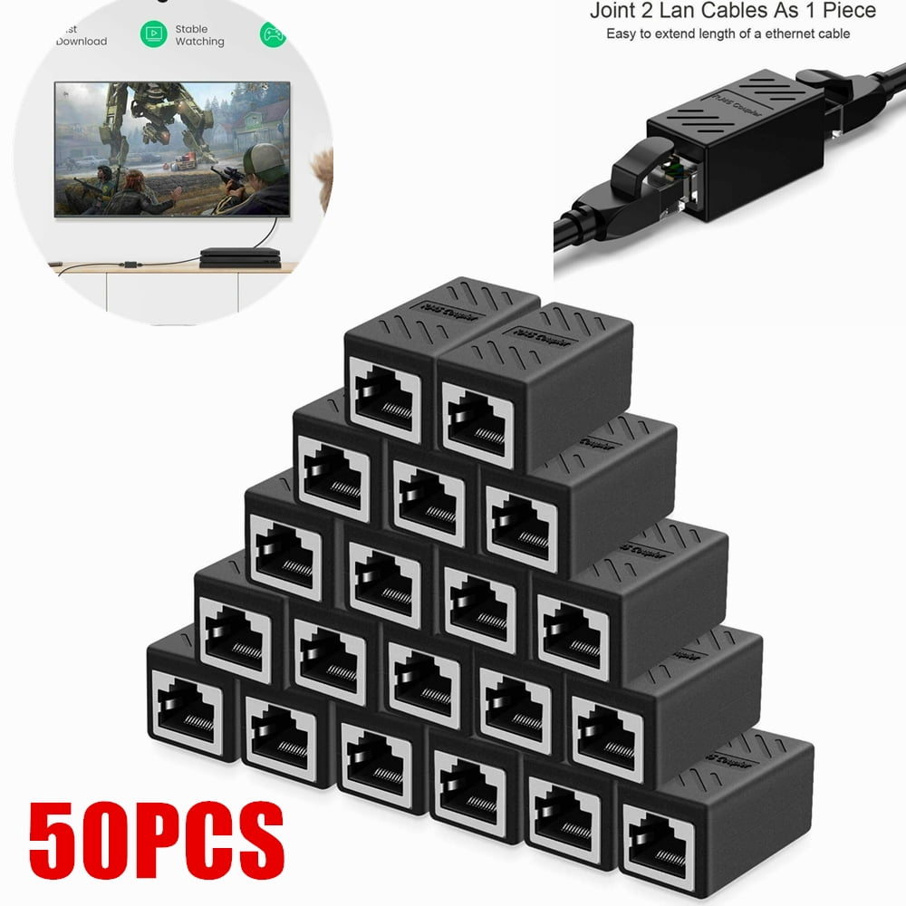 50X Whosales RJ45 Ethernet Network LAN Cable Joiner Adapter Coupler ...