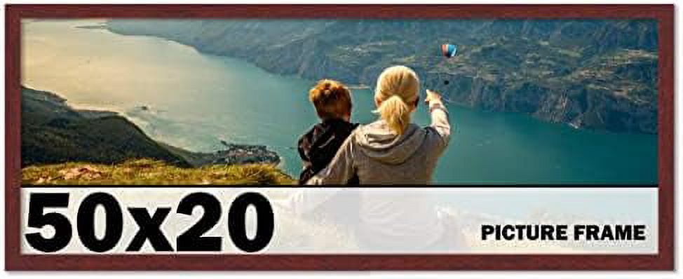 50X20 Frame Brown Mahogany Picture Frame - 100% Solid Wood Frame Kit ...