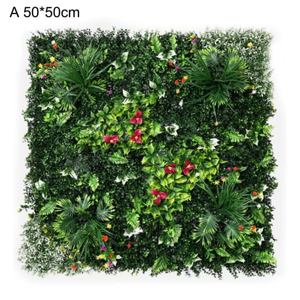 50X50 Artificial Plant Wall Reusable Panel Plastic Garden Grass Flower ...