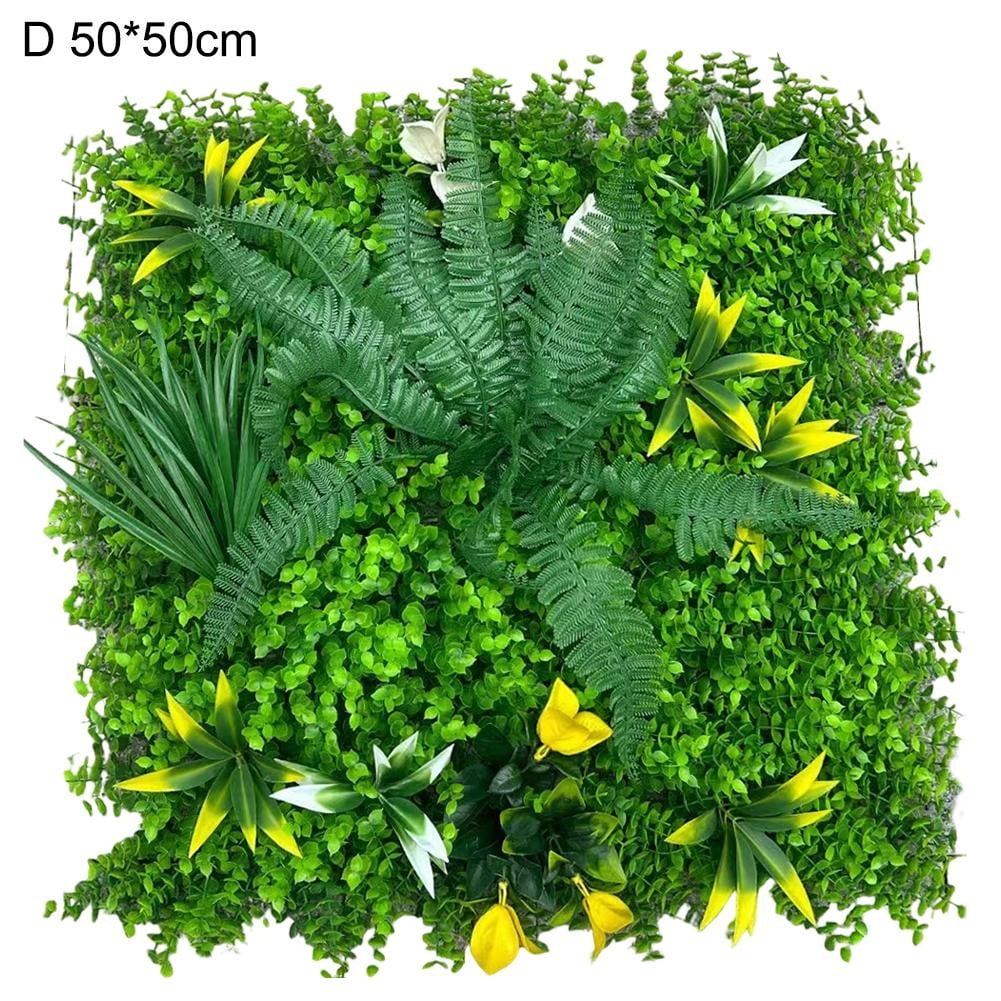 50X50 Artificial Plant Wall Reusable Panel Plastic Garden Grass Flower ...
