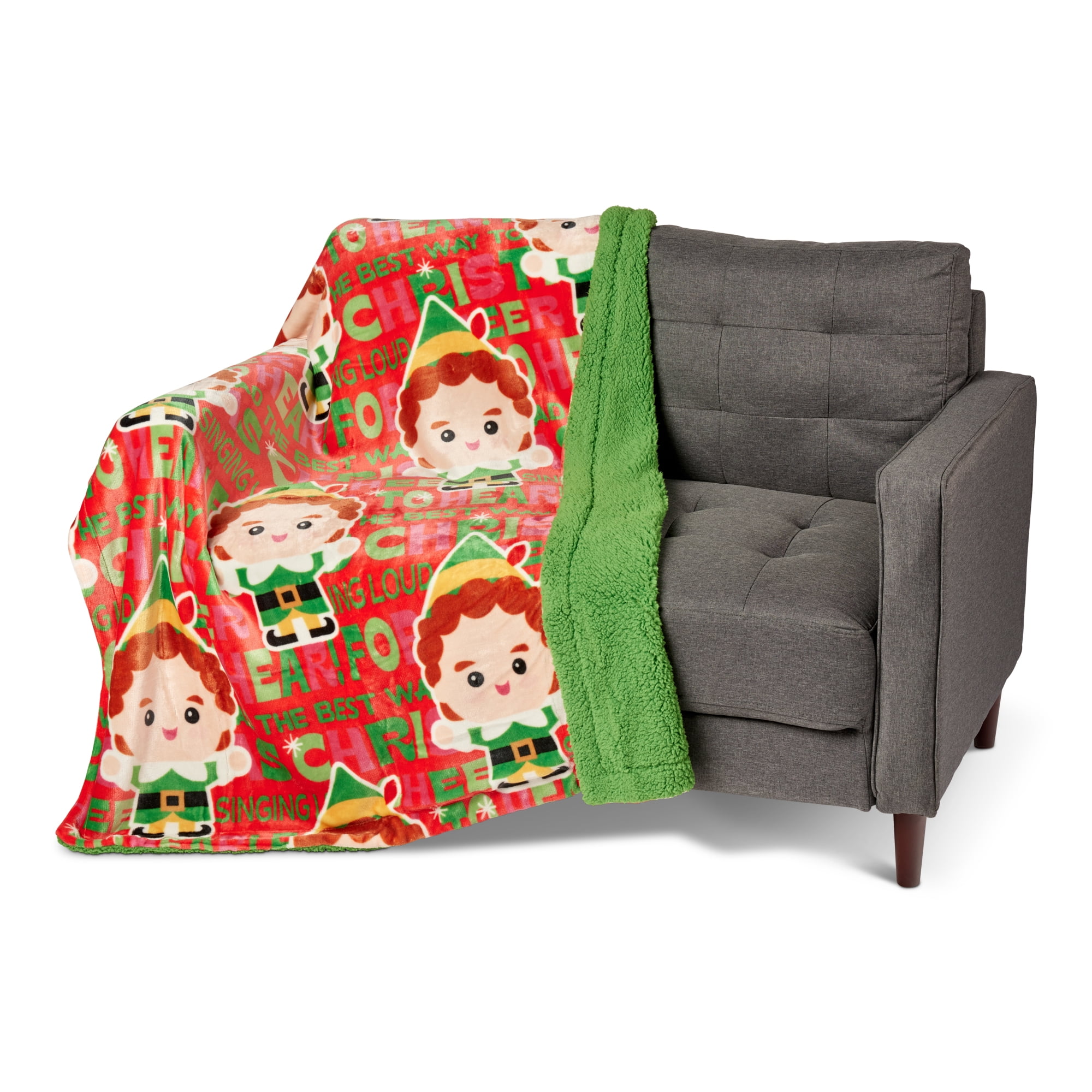 Elf Christmas Cheer Silk Touch Throw Blanket with Sherpa Reverse 50 x ...