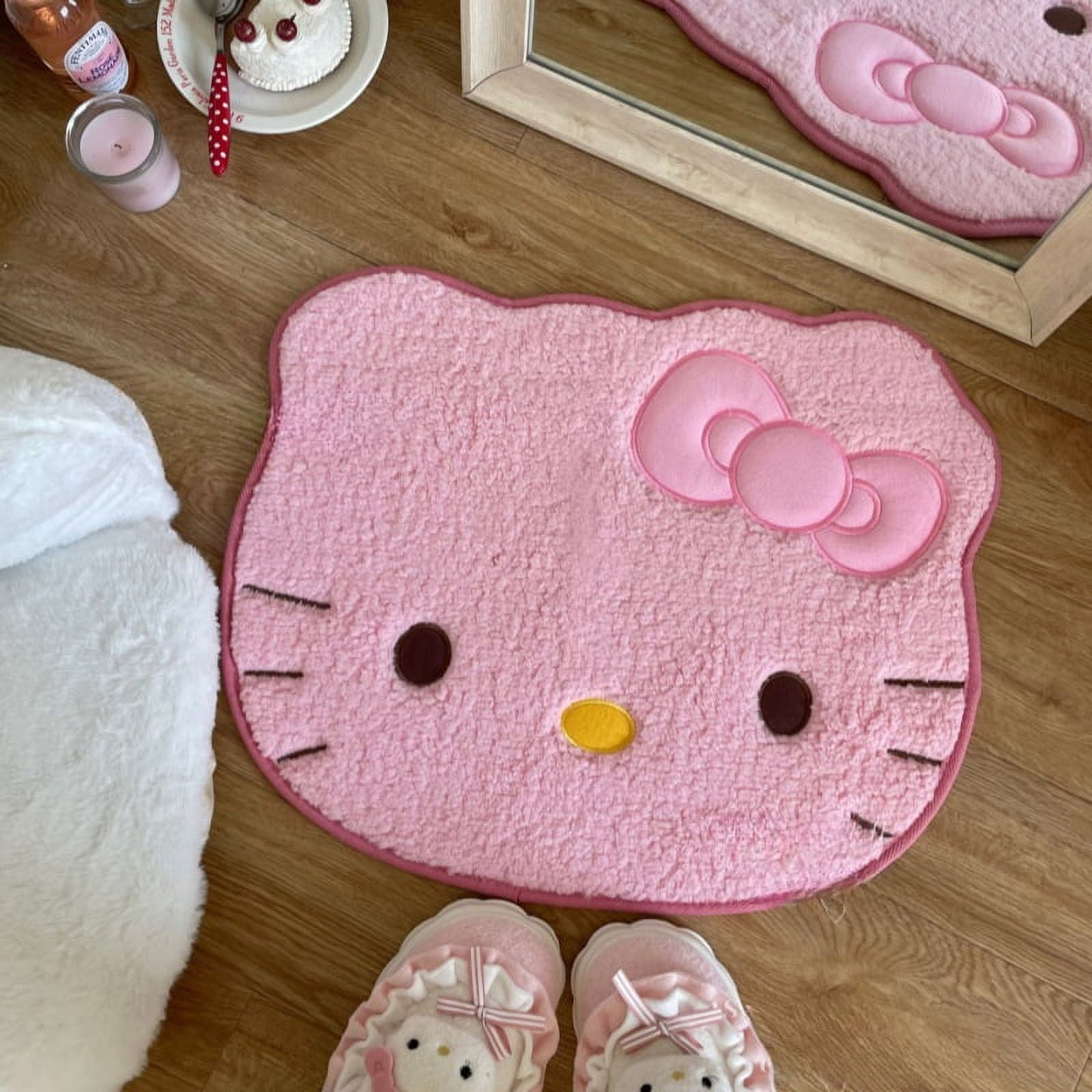 50X60Cm Kawaii Hello Kitty Plush Carpet Soft Foot Mat Bedroom Bathroom ...