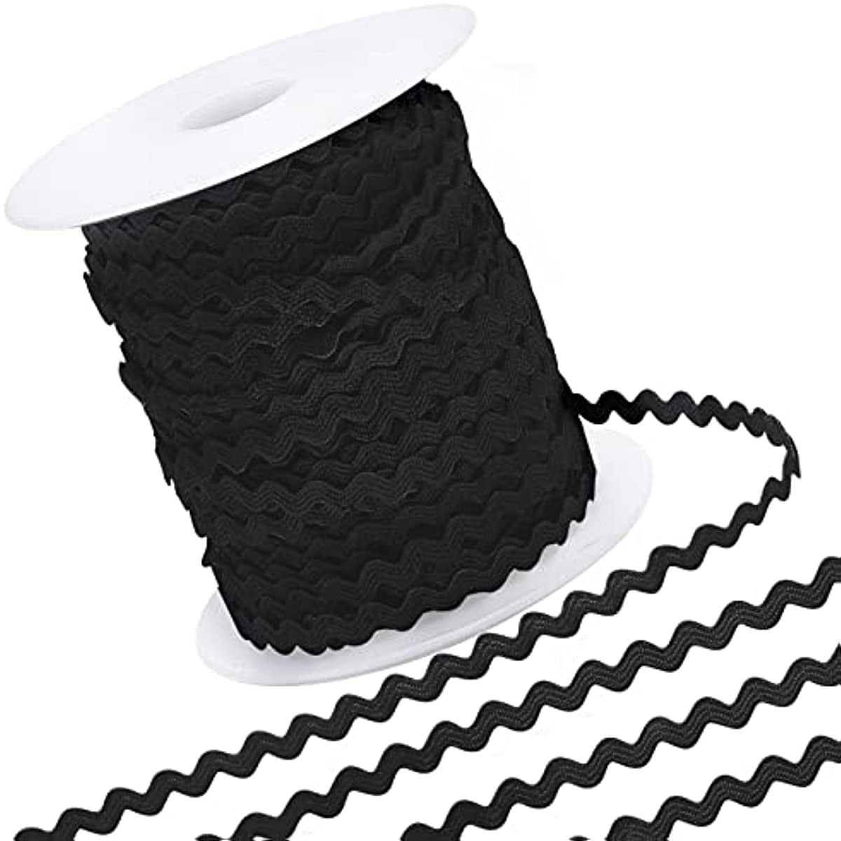 50Yard Black Polyester Rick Rack Wave Bending Fringe Trim Braided Woven ...