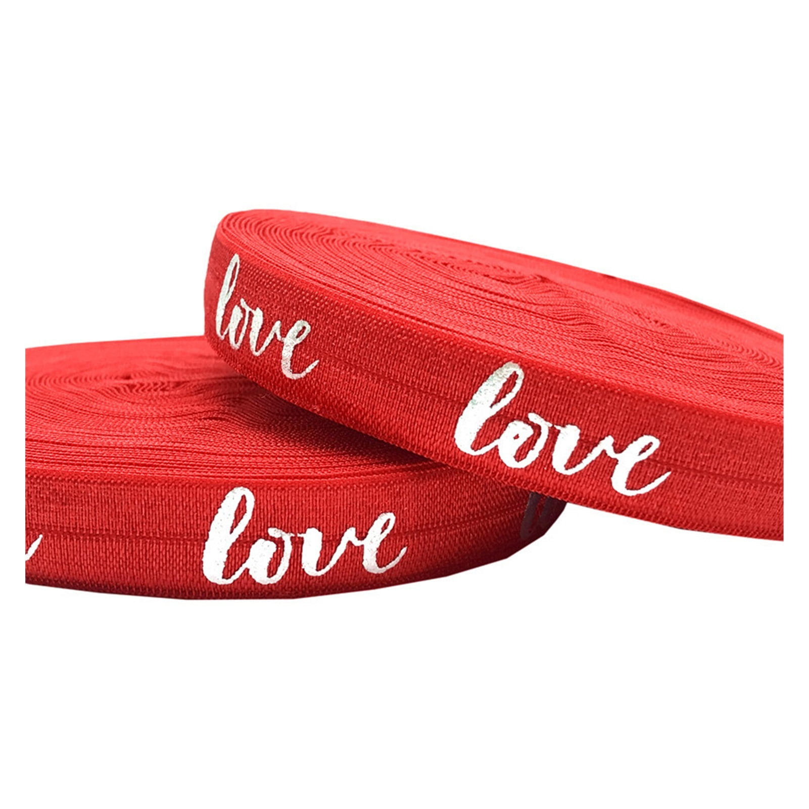 50Yards 16mm Nylon Love Printed Fold Over Elastic Ribbon Webbing for ...
