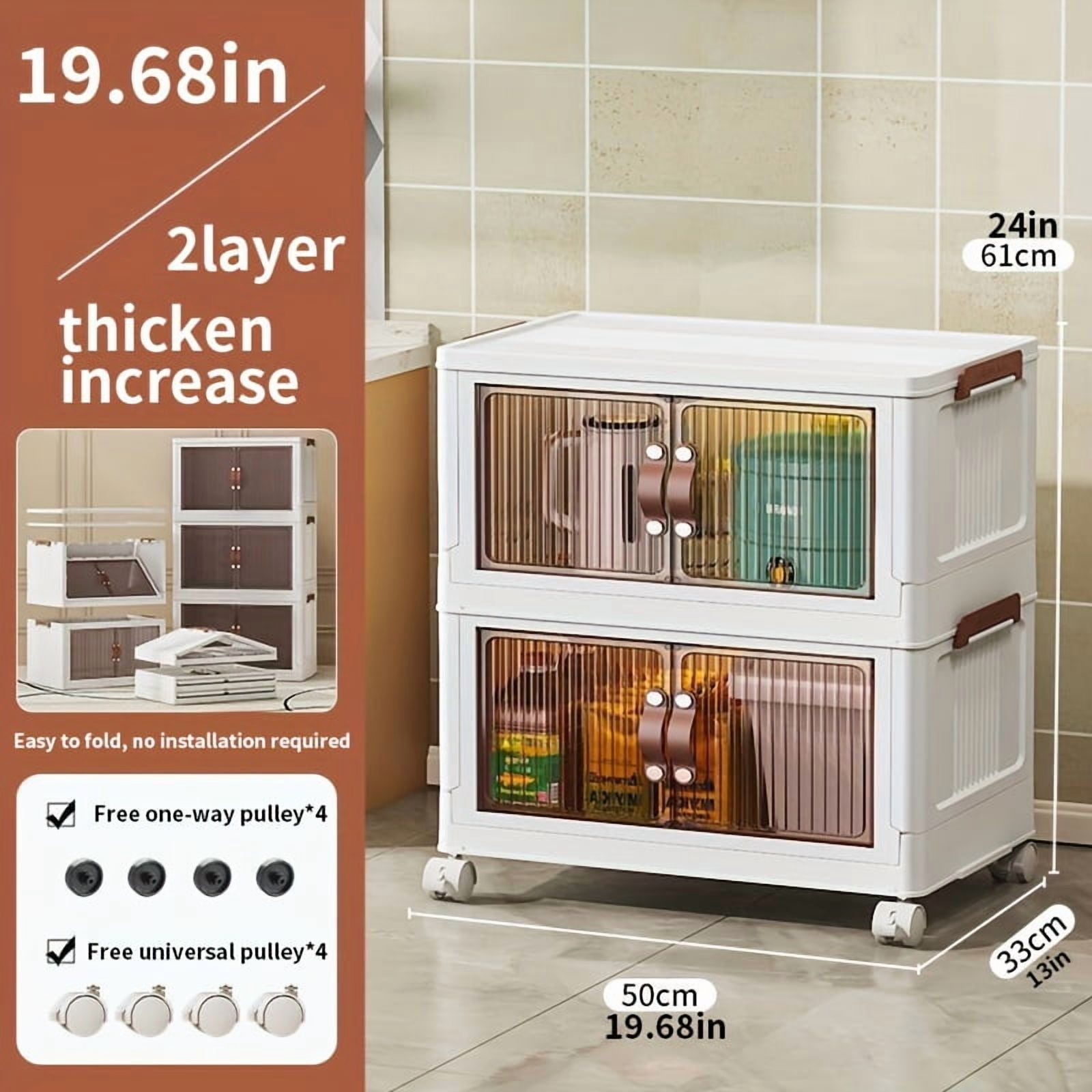 50cm Foldable Storage Box, 5-Layer Double Opening Organizer with Lid ...