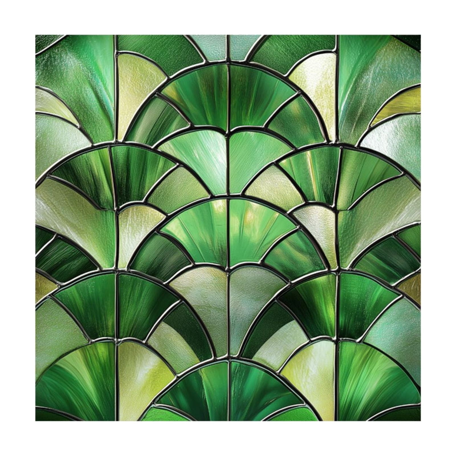50cm Green Fan Shaped Art Glass Window Film Static Cling Sticker ...