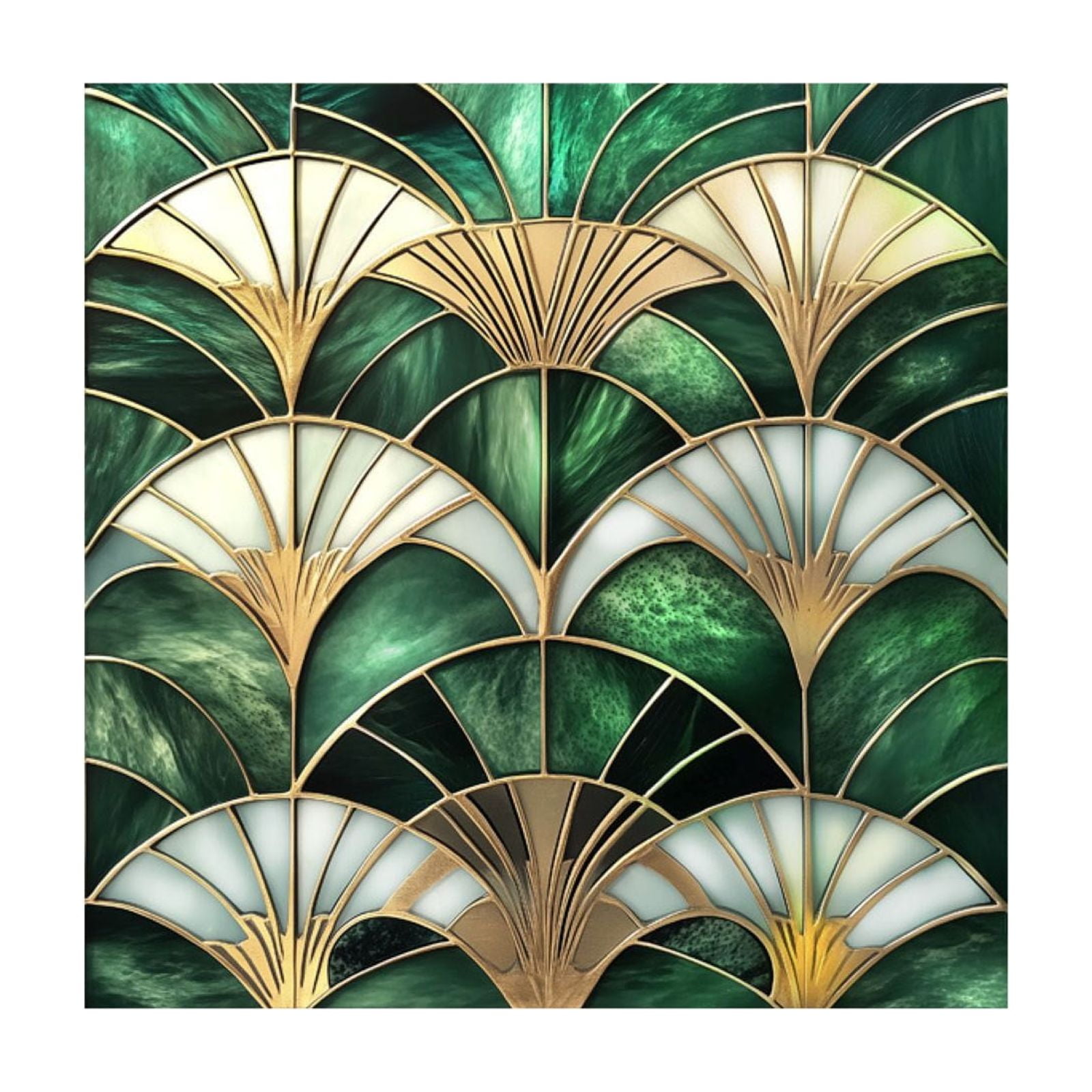 50cm Green Fan Shaped Art Glass Window Film – Static Cling Sticker ...