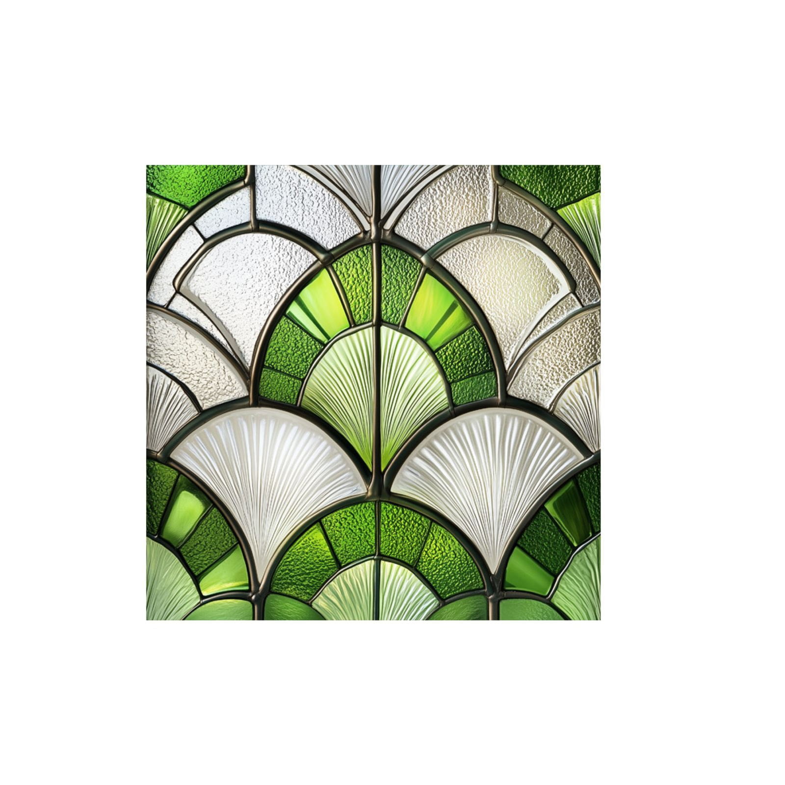 50cm Green Fan Shaped Art Glass Window Film – Static Cling Sticker ...