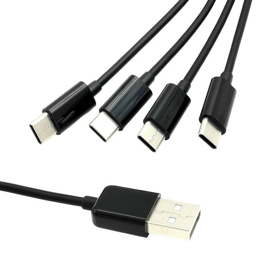 50cm Long USB to USB C Splitter Cable 4 in 1 Type C Charging Cord Wire ...