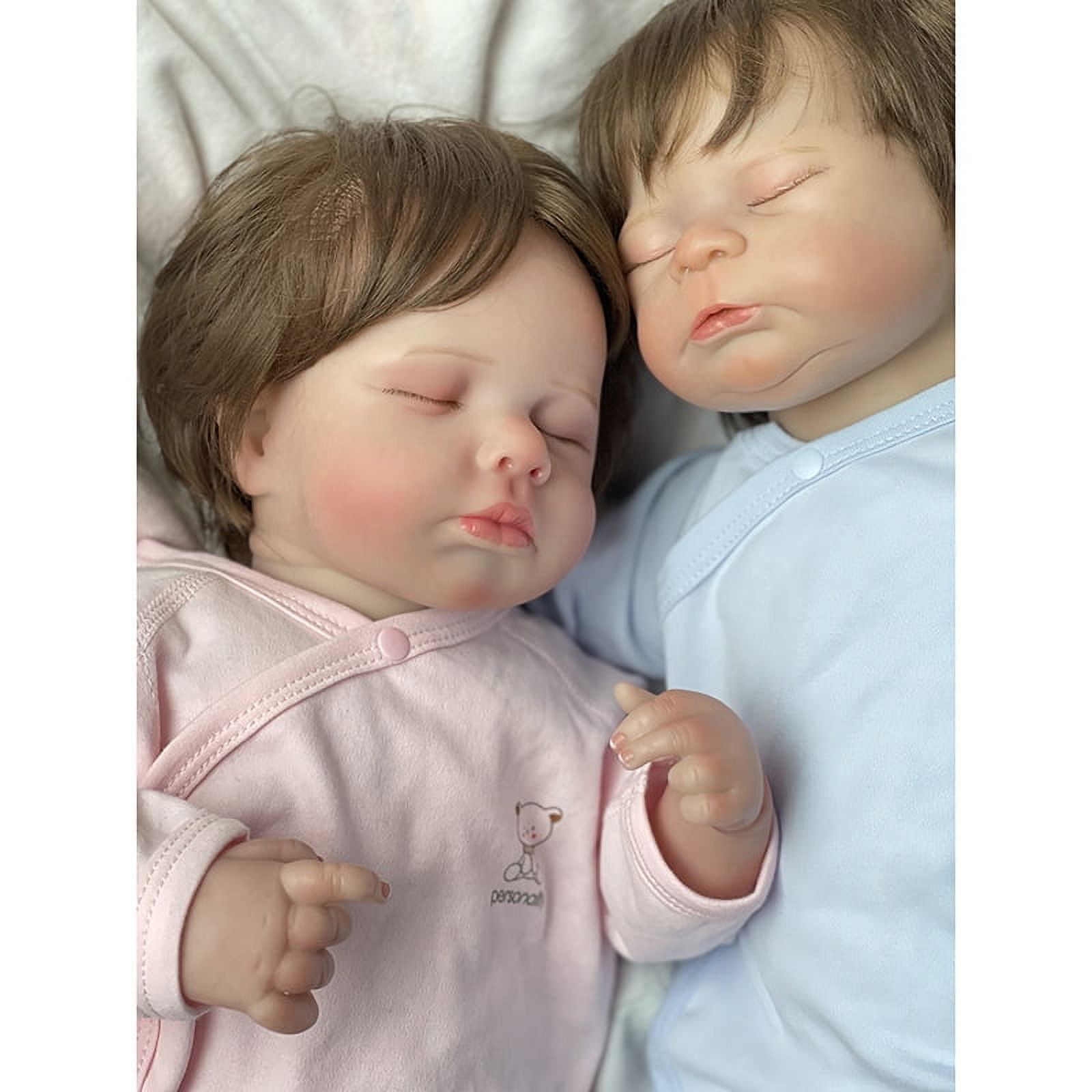 50cm Newborn Baby Doll Soft Cuddly Body Loulou /Timothy Asleep Lifelike 3D Skin with Visible ...