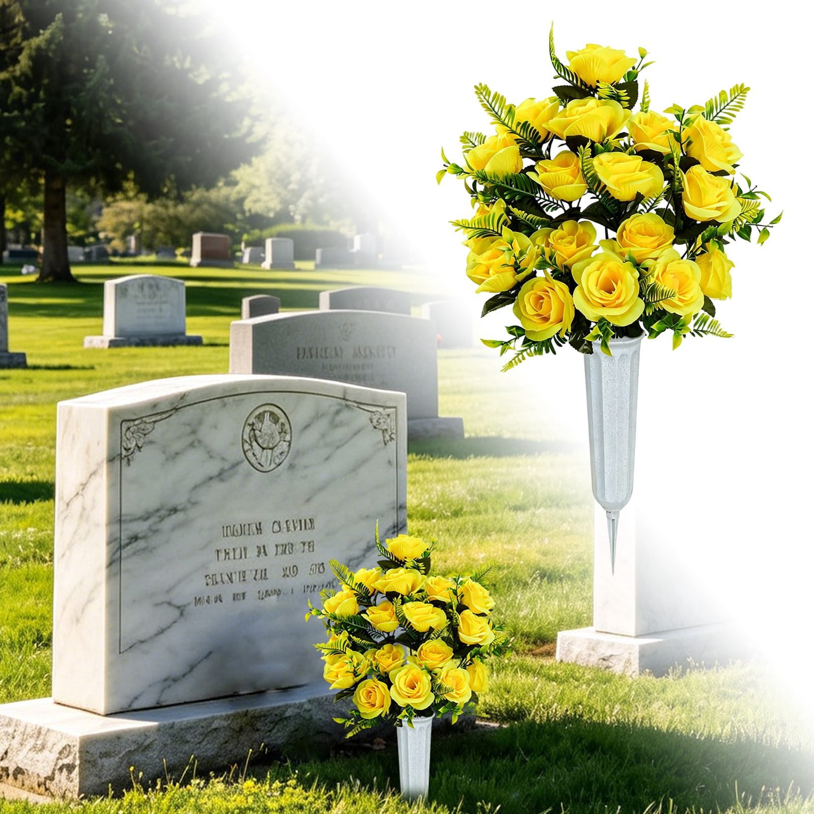 50cm Yellow Plastic Elegant Cemetery Floral Arrangement for Outdoor ...