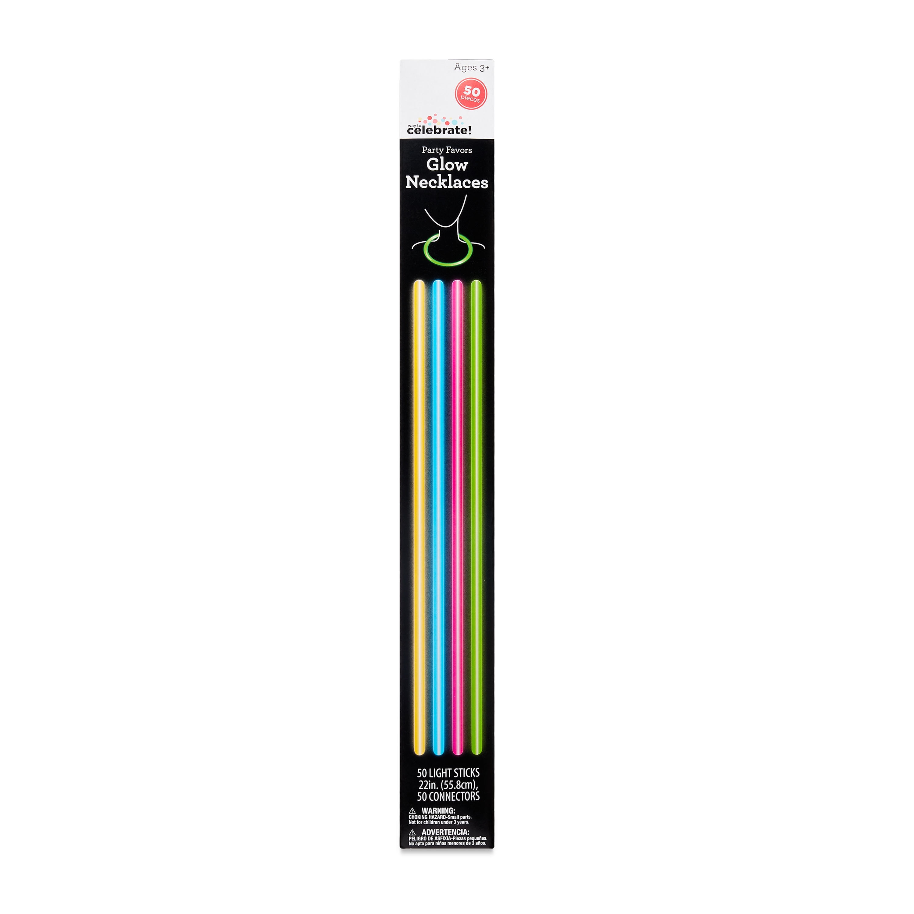 Multicolor Glow Necklaces, 22", 50 Count, Party Favors by Way To ...