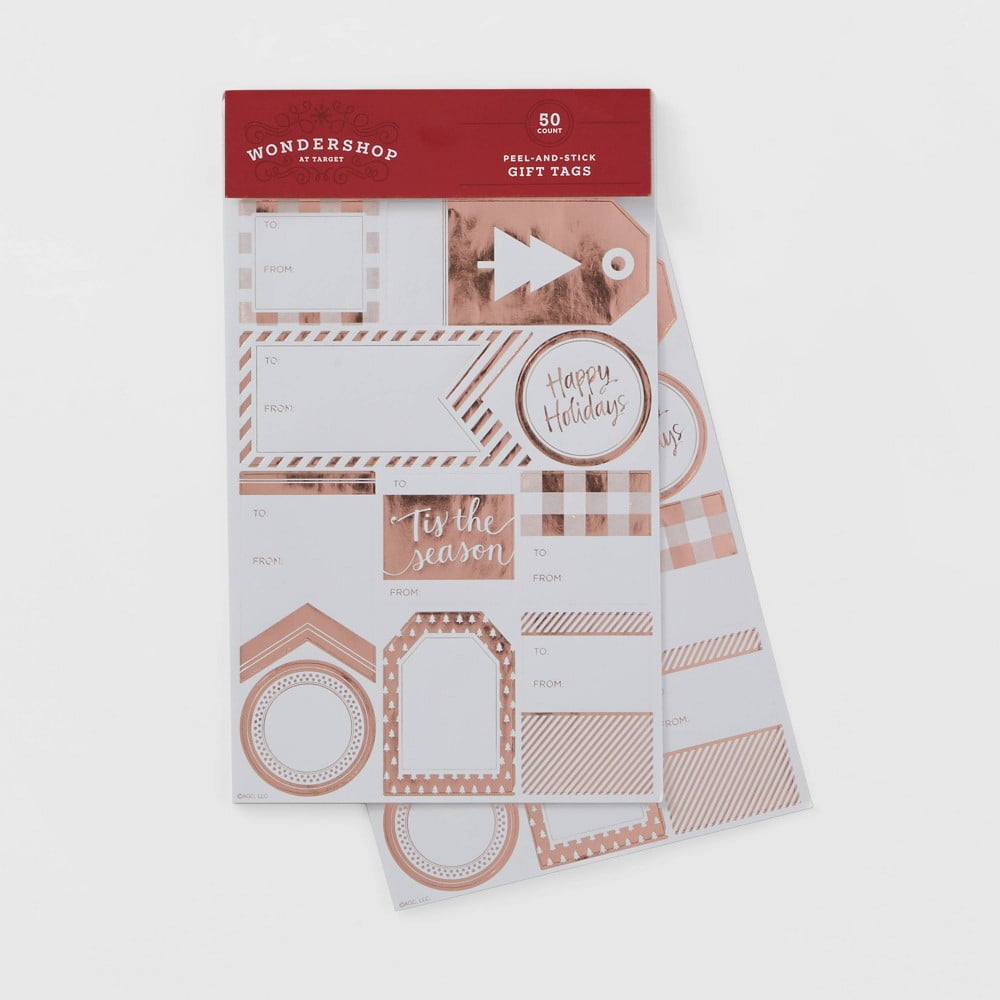 50ct Champagne & White Elegant Sticker Gift Tags - Wondershop - Walmart.com