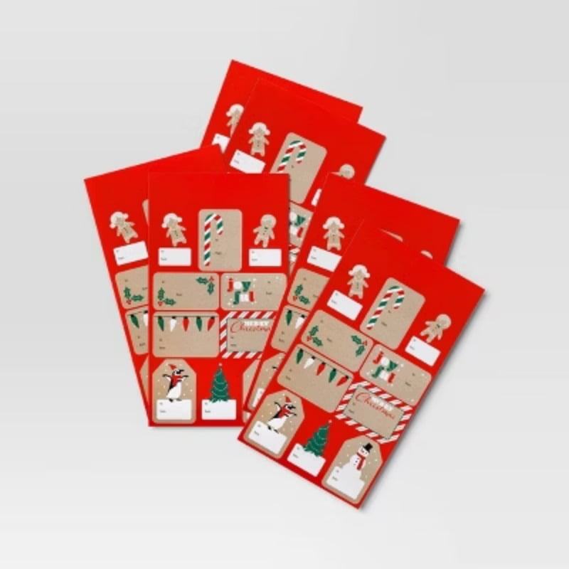 50ct Christmas Peel and Stick Gift Tags Red Kraft - Wondershop ...