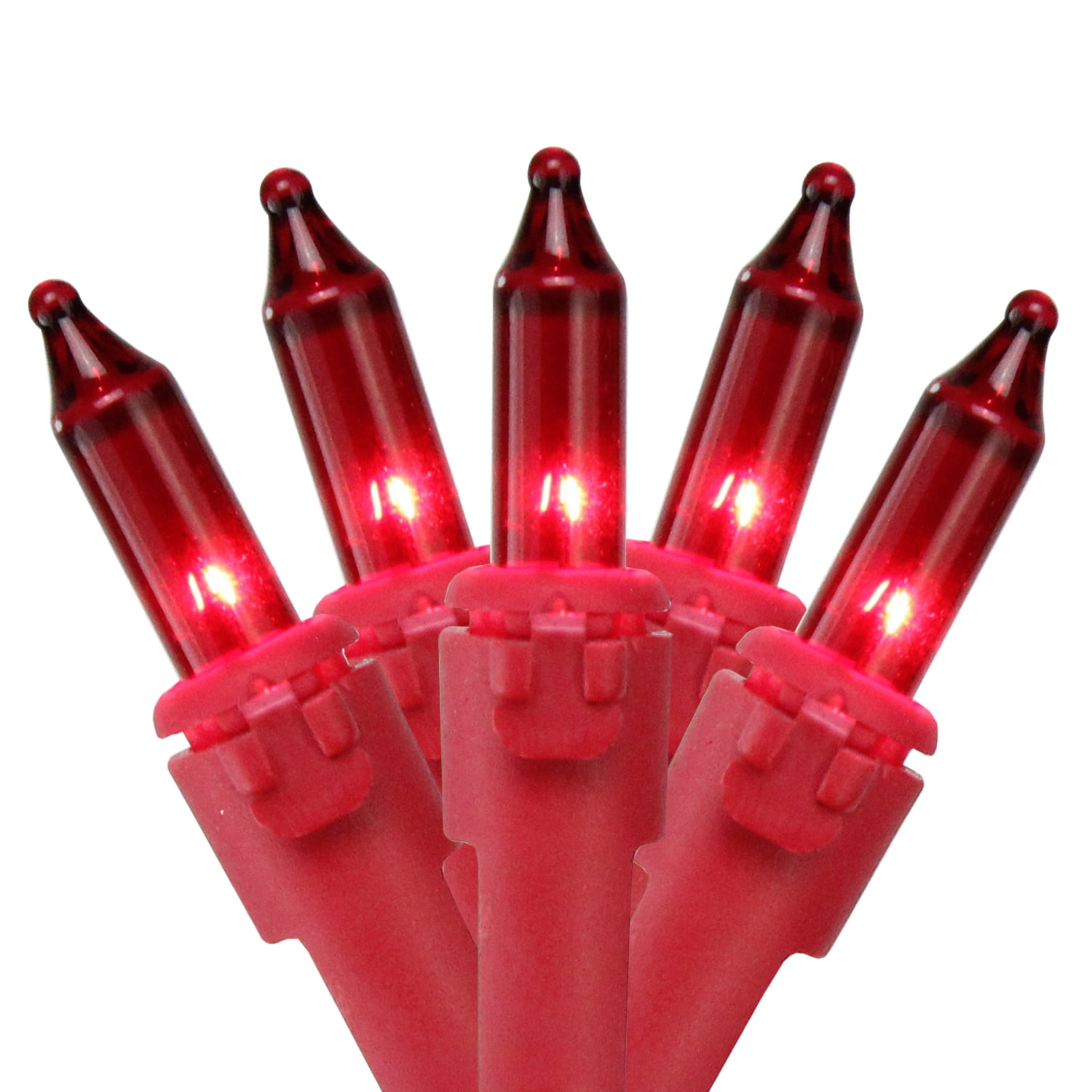 50ct Red Mini Christmas Lights - 17ft, Red Wire - Walmart.com