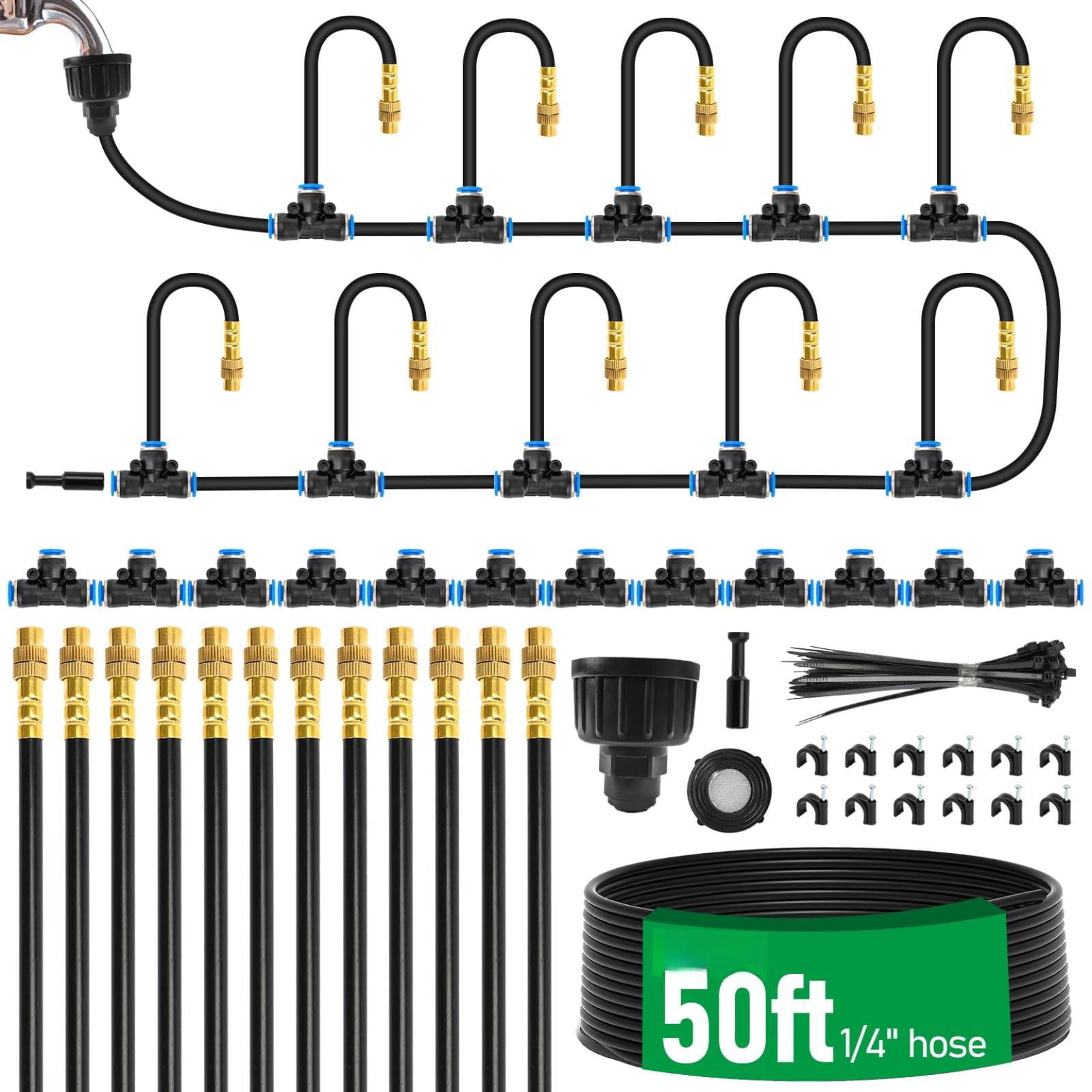 50ft 1/4" Drip Irrigation System Garden Kit for Outdoor Plants Raised ...