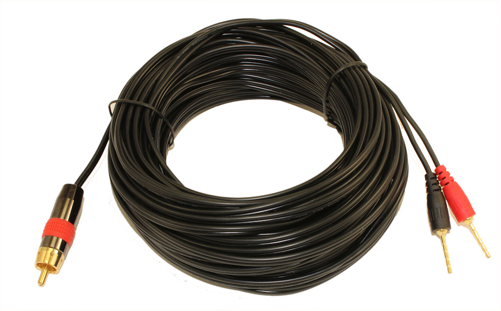 50ft 1 Wire SubWoofer 18AWG (1 RCA to 2 Pos/Neg Speaker Connects) Cable ...