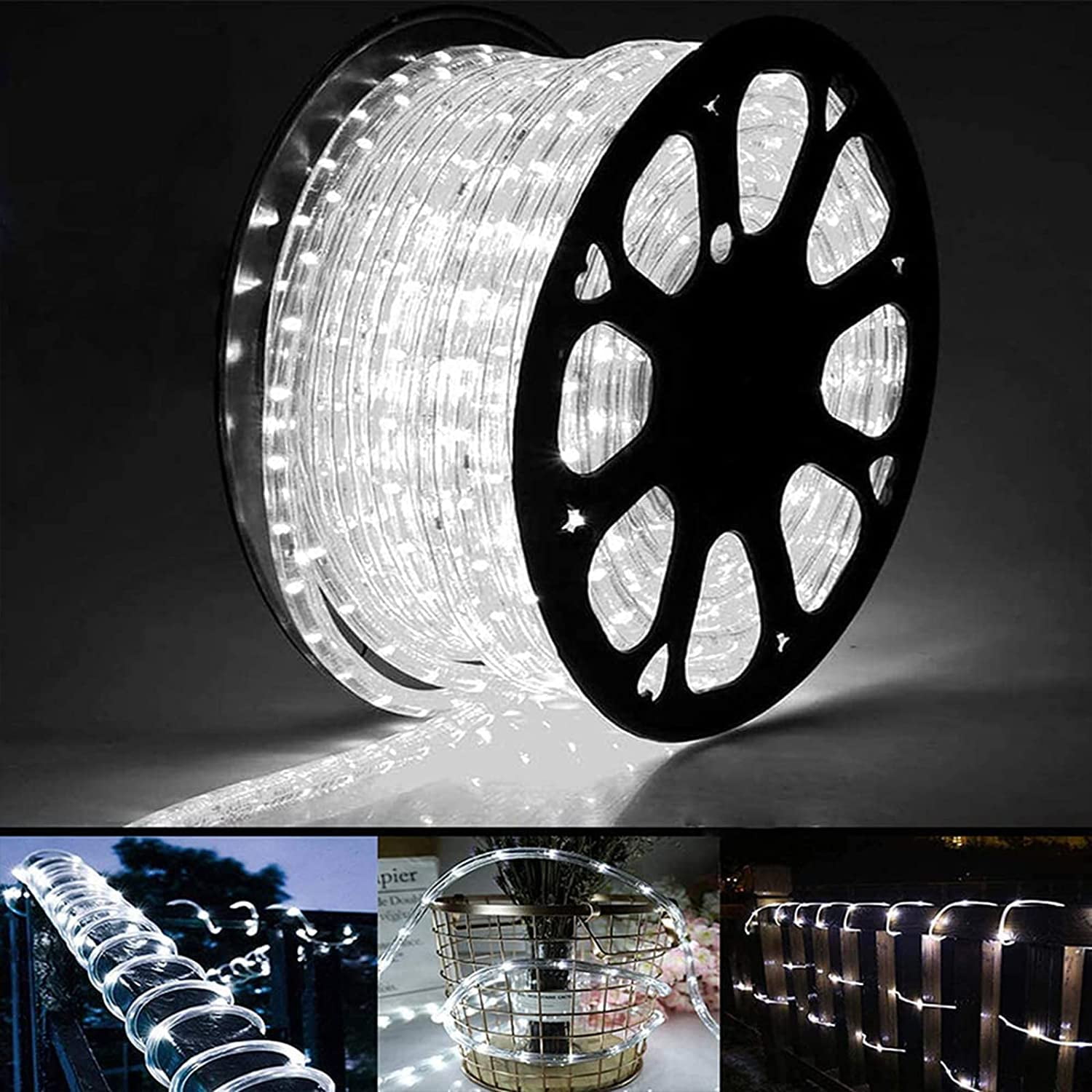 50ft 360 LED Rope Lights Outdoor, Connectable and Flexible Tube Lights ...