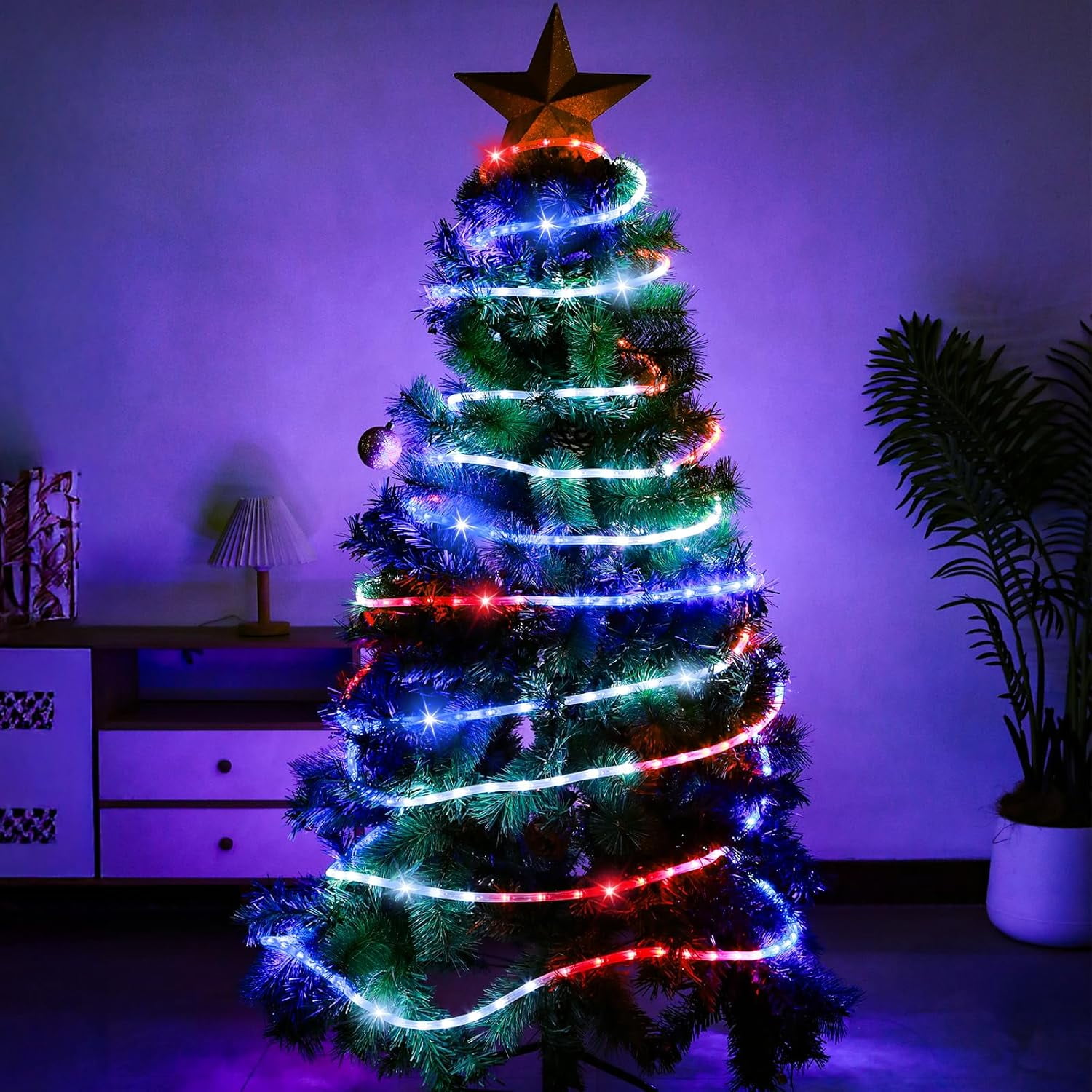 50ft 360 LED Waterproof Rope Lights,110V Connectable Indoor Outdoor Led ...