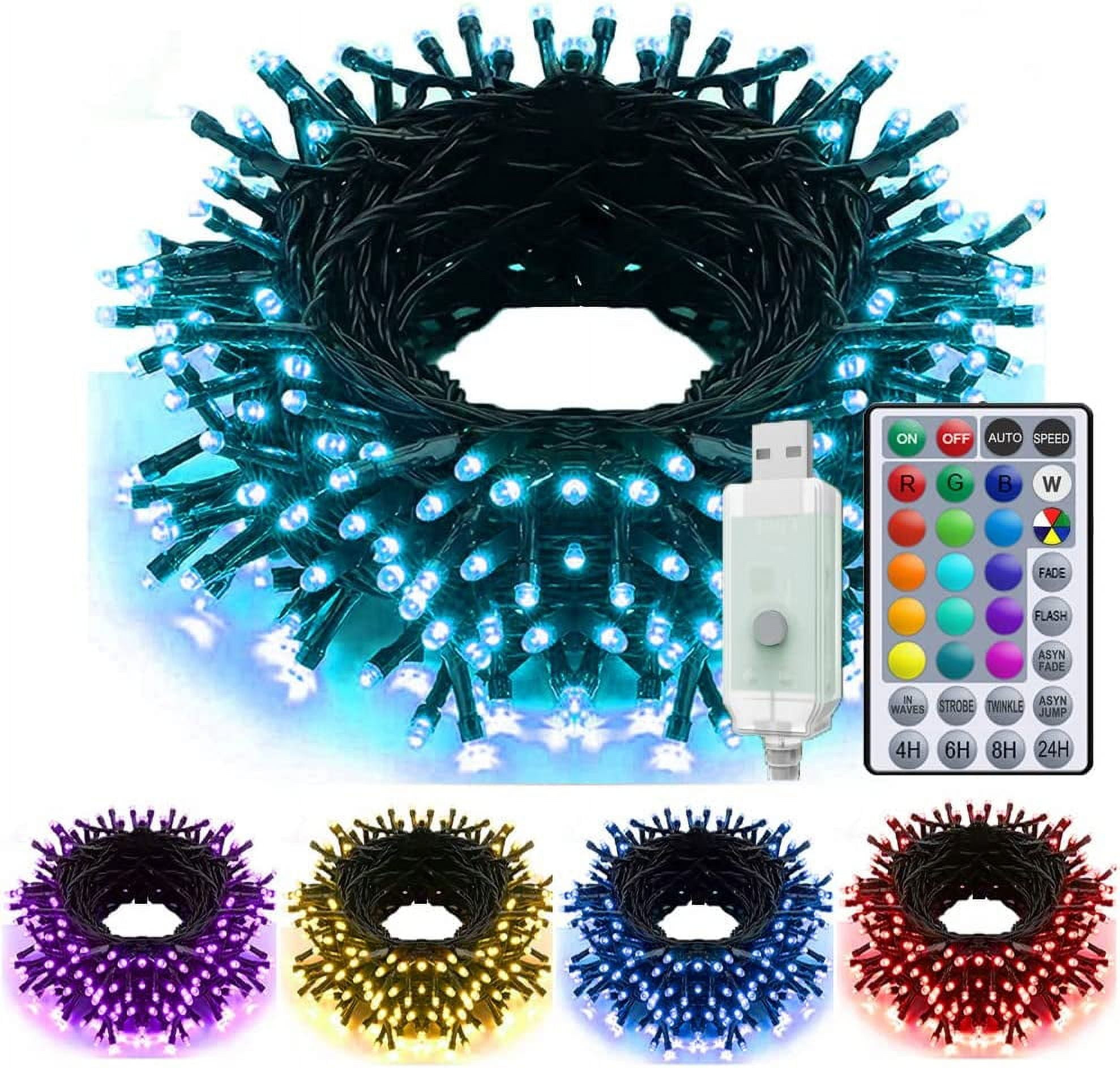 50ft Color Changing Christmas String Lights with Remote, 150 LED Indoor ...