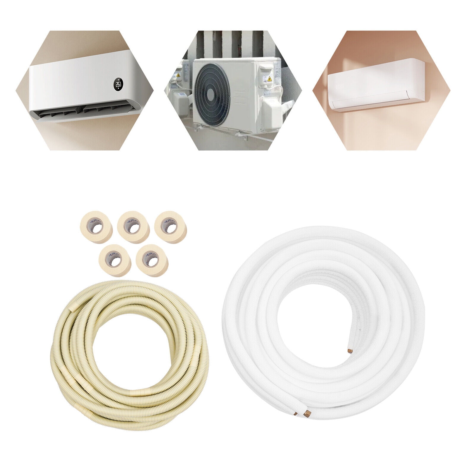 50ft Insulated Line Set 1/4'' &1/2'' Copper Tubing Pipe Extension 9000 ...