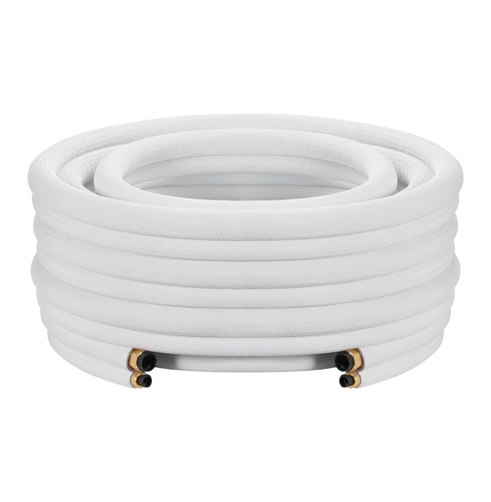 50ft Mini Split Line Set, 1/4' & 3/8' OD Copper Tubing Pipe, 3/8 White ...