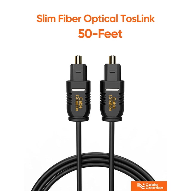 CableCreation 50ft Slim Fiber Optic Digital Audio Cable for Sound Bar ...