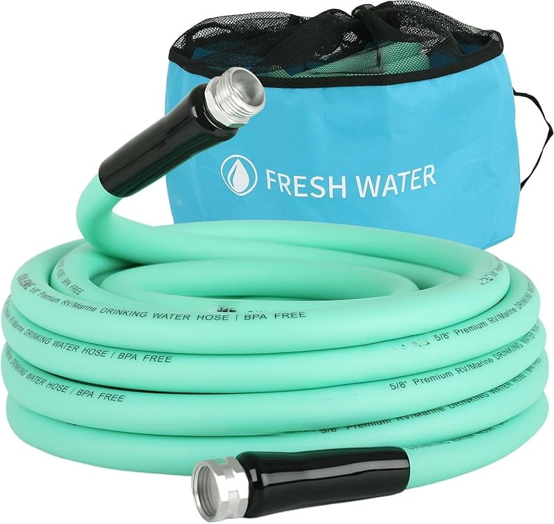 50ft Upgraded RV Water Hose with Storage Bag, 5/8" Fresh Water Garden ...