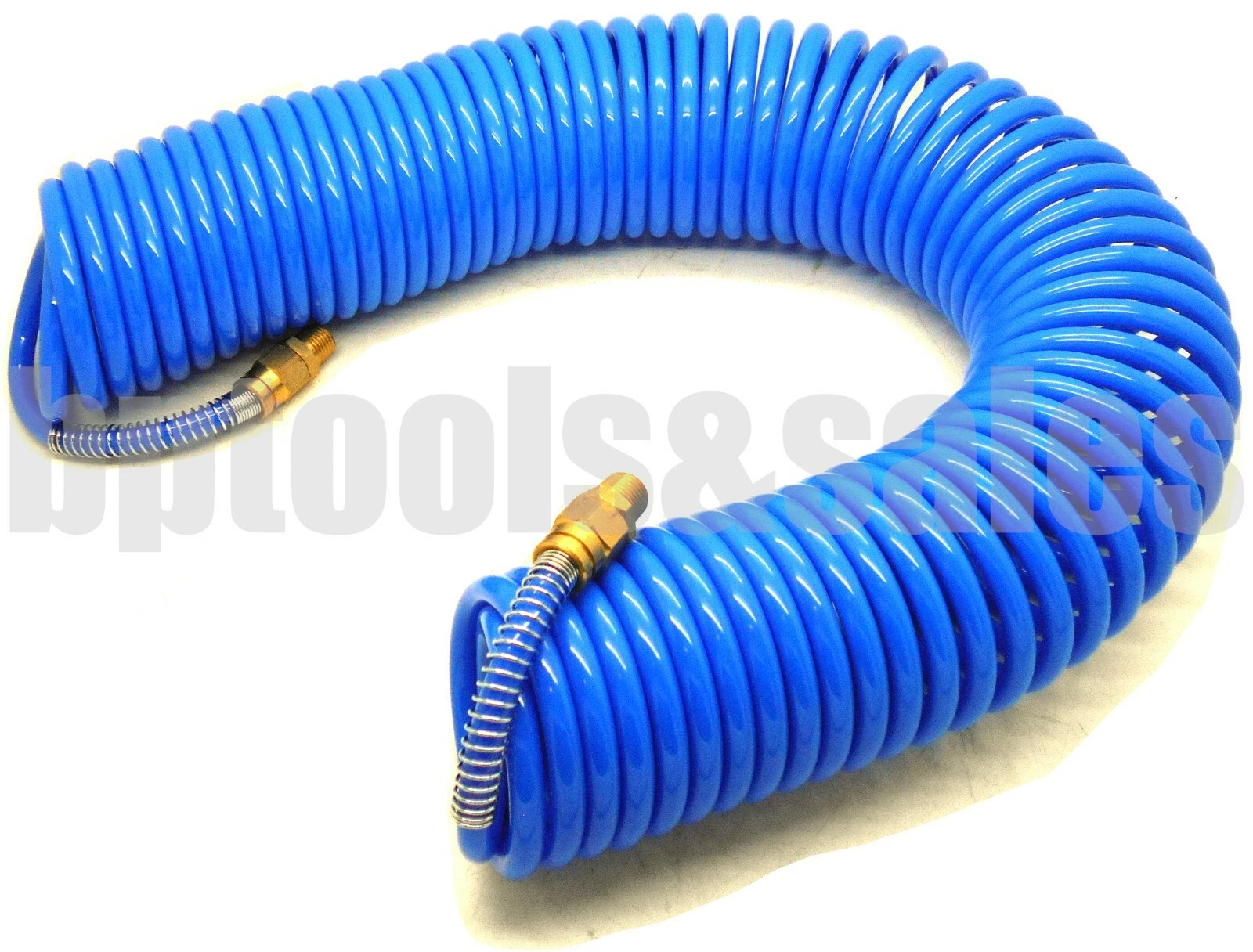 50ft x 1/4" Polyurethane Recoil Air Hose Re Coil Springs Solid Brass ...