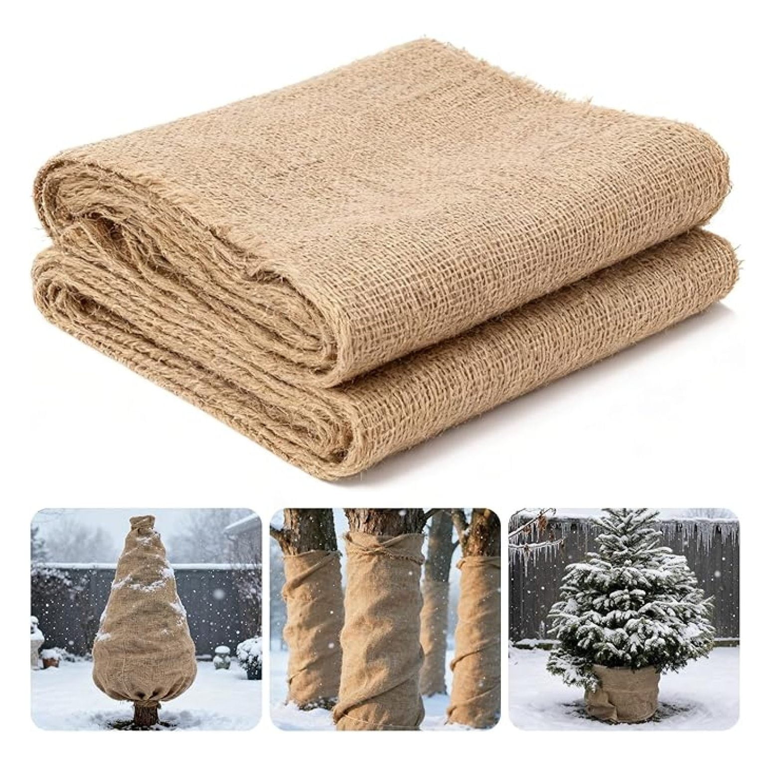 50ft x 40in Natural Burlap Plant Covers Freeze Protection, Winter Cold ...