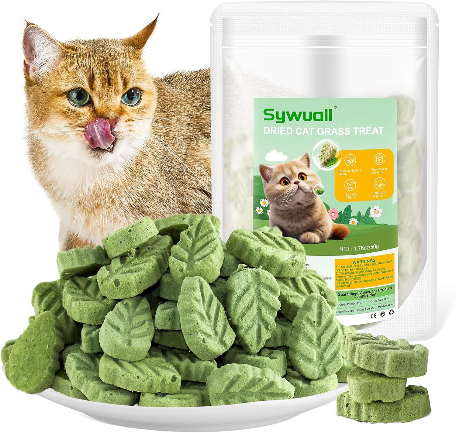 50g/1.76oz Cat Grass Treats, Cat Grass Teething Stick for Hairball ...