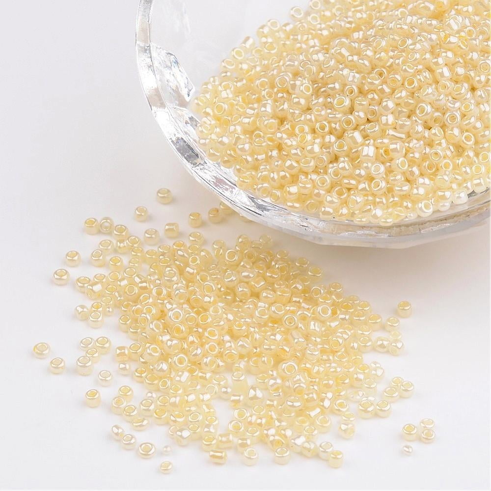 50g 12/0 Ceylon Round Glass Seed Beads Champagne Yellow 2mm in diameter ...
