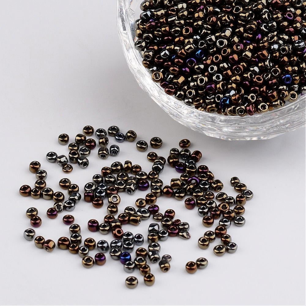 50g 12/0 Iris Round Glass Seed Beads Colorful 2mm Hole: 1mm 3304pcs/50g ...