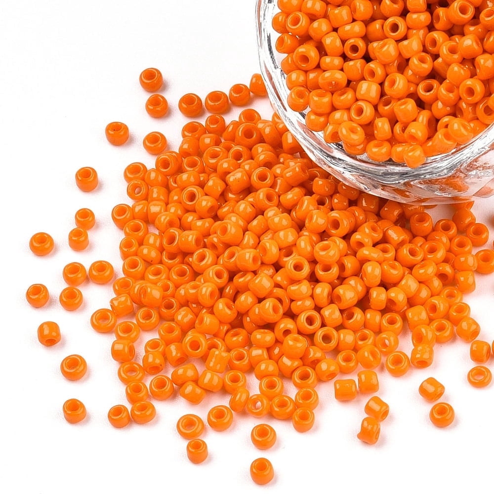 50g 12/0 Opaque Colours Round Glass Seed Beads Dark Orange Size: about ...