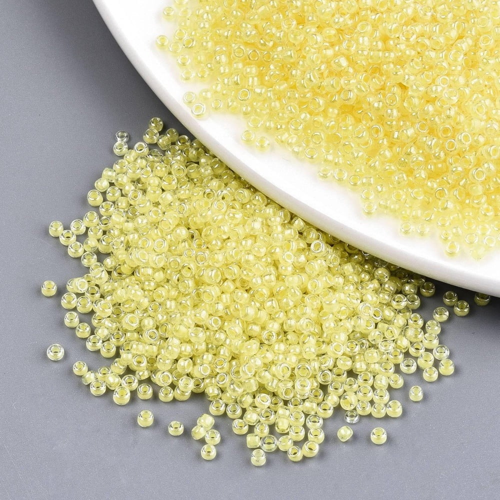 50g 6/0 Glass Seed Beads Transparent Inside Colours Luster Round Hole ...