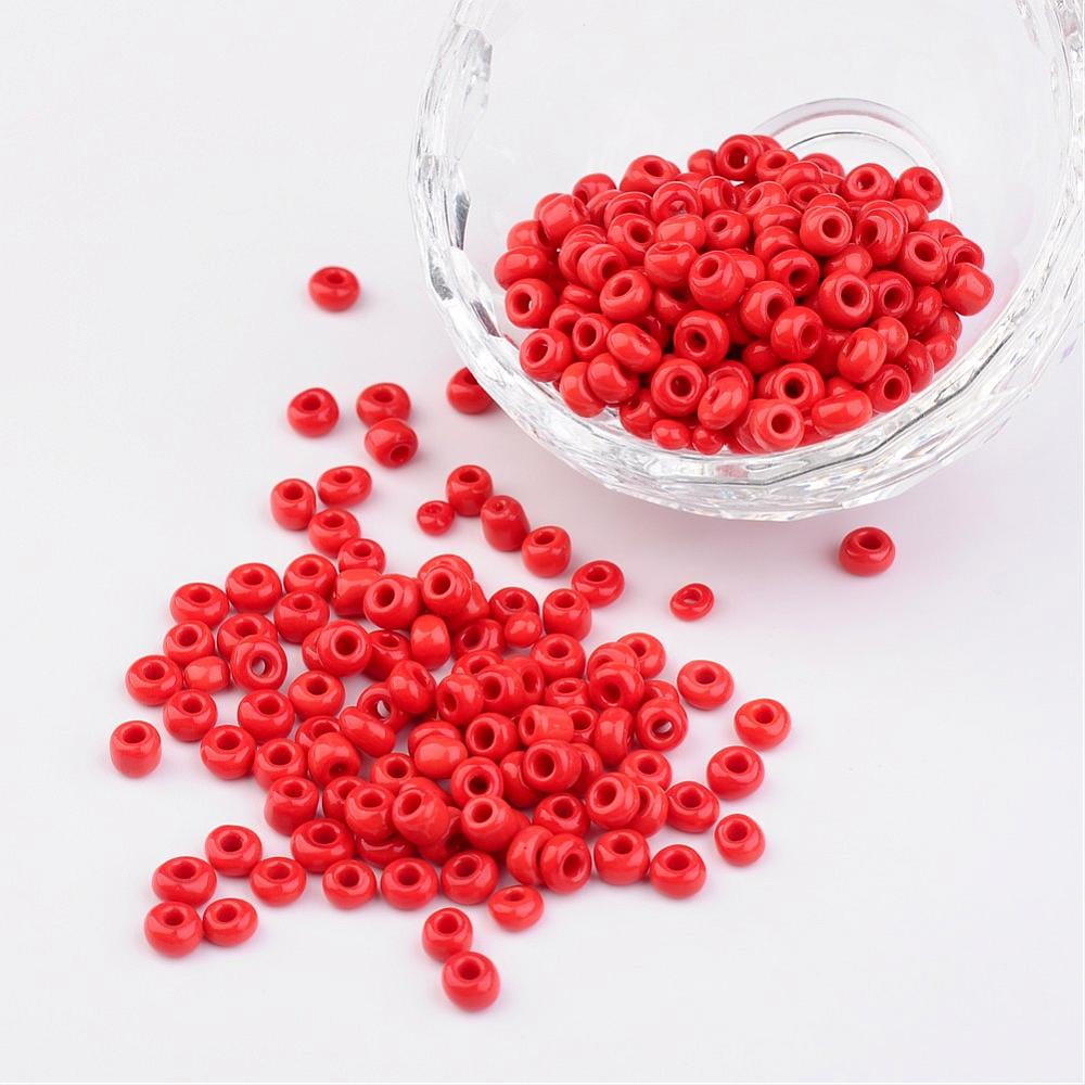 50g 6/0 Opaque Colours Round Glass Seed Beads Red 4mm in diameter hole ...