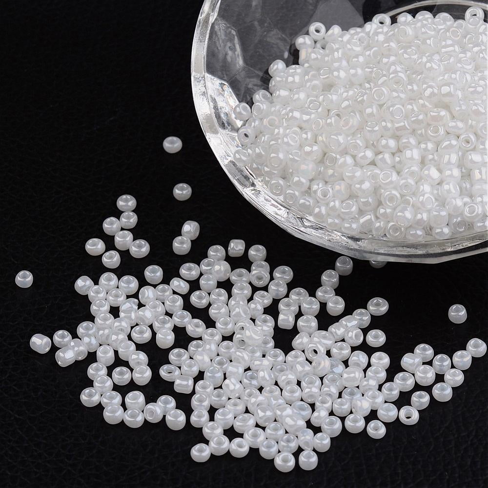 50g 8/0 Ceylon Round Glass Seed Beads White Size: 3mm in diameter hole ...