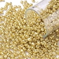 50g 8/0 Glass Seed Beads Metallic Colours Style Round Gold 8/0 3mm Hole ...