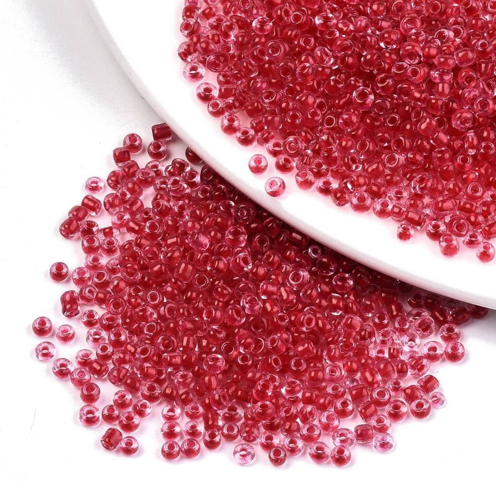 50g 8/0 Glass Seed Beads Transparent Inside Colours Round Hole Round ...