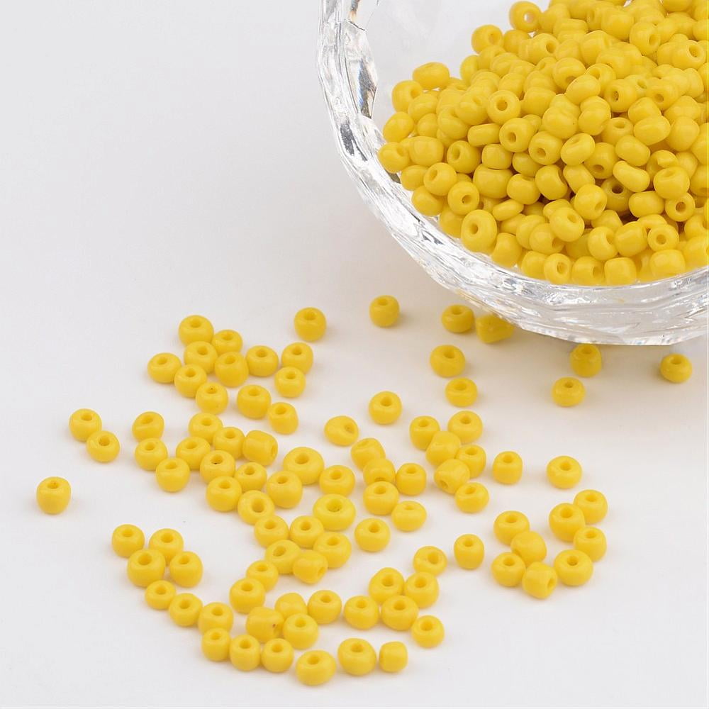 50g 8/0 Opaque Colours Round Glass Seed Beads Yellow Size: about 3mm in ...