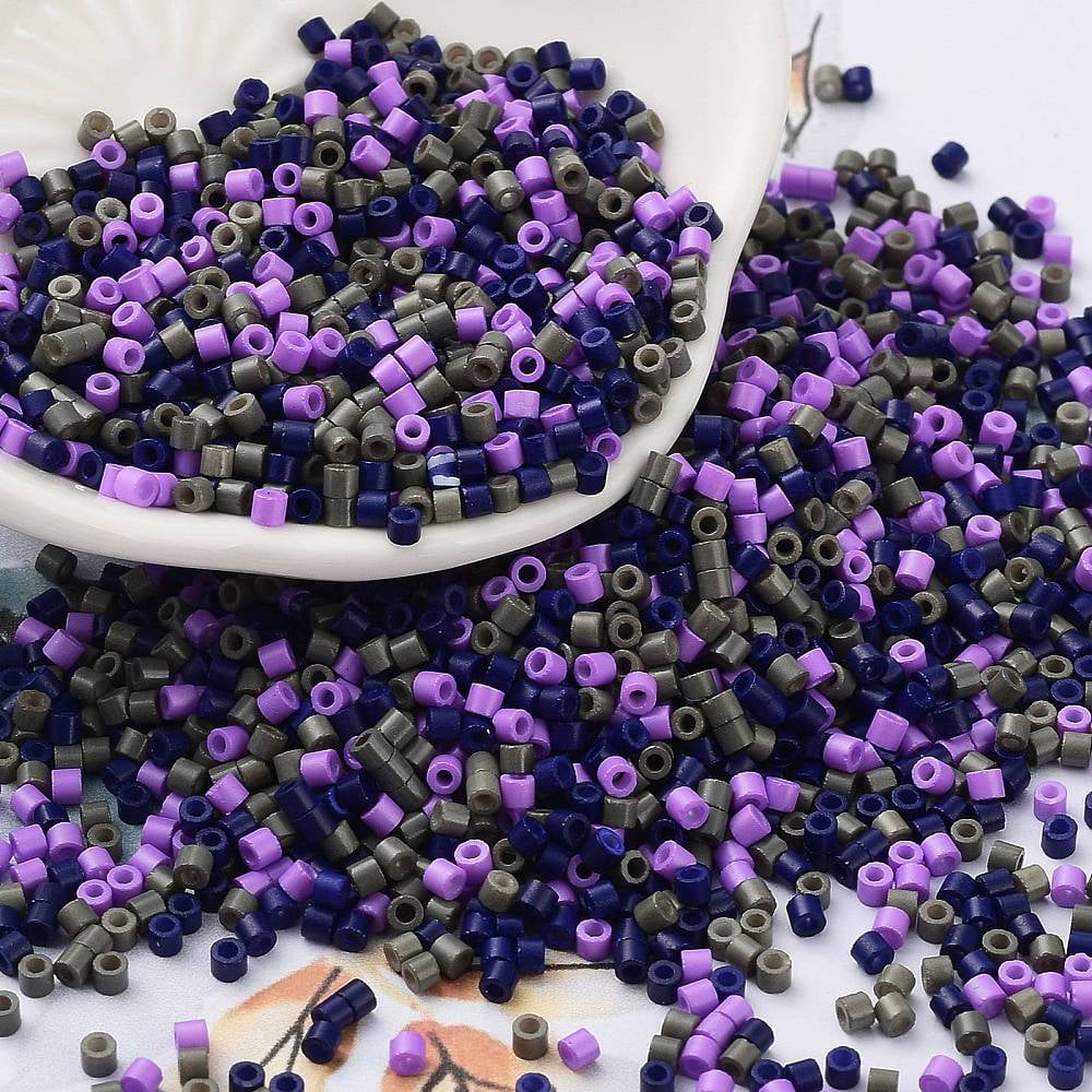50g Baking Paint Glass Seed Beads Cylinder Indigo 2x1.5mm Hole: 1mm ...